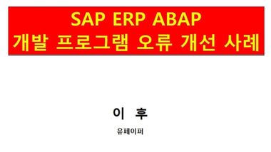 SAP ERP ABAP 프로그램 오류 개선 사례 | 이후 | 유페이퍼 - 교보ebook