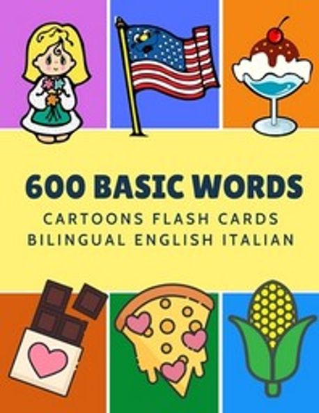 600 Basic Words Cartoons Flash Cards Bilingual English Italian ...