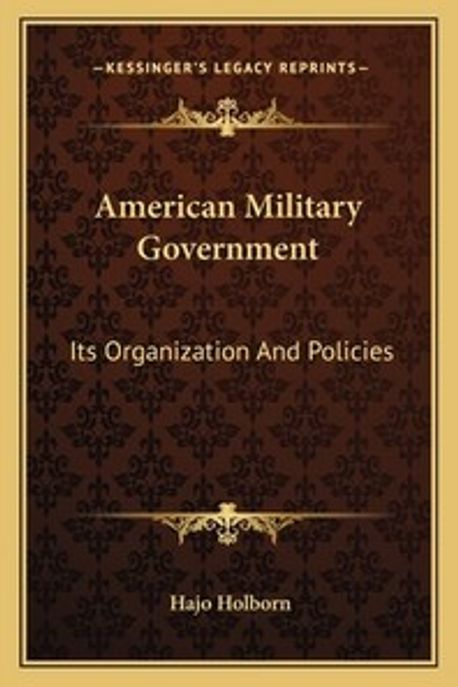 American Military Government | Holborn, Hajo - 교보문고