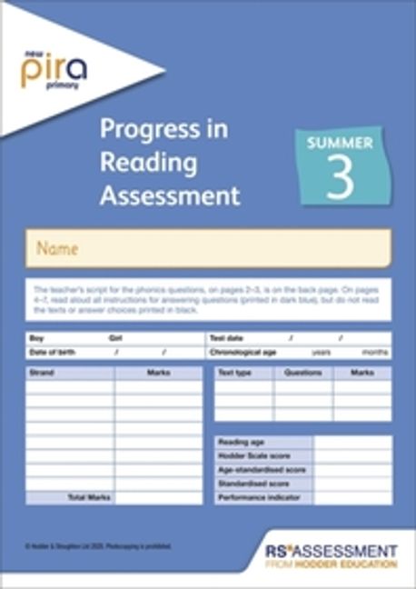 New PiRA Test 3, Summer PK10 (Progress in Reading Assessment) | Colin ...
