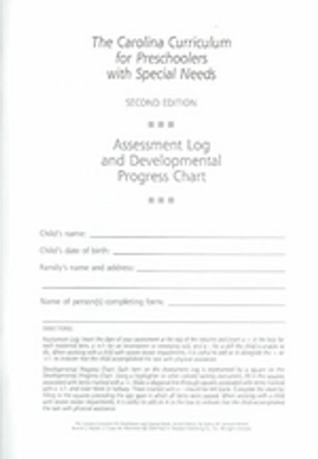 Assessment Log and Developmental Progress Charts Preschoolers with Special Needs (Ccpsn ...