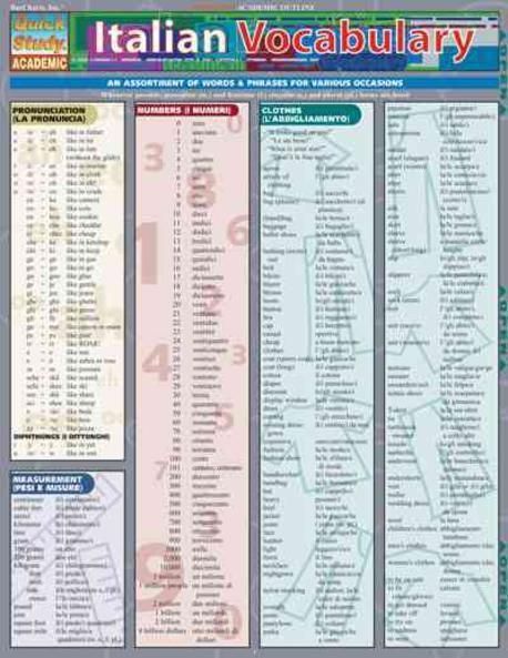 Italian Vocabulary Laminate Reference Chart | Levi, Joseph Abraham - 교보문고