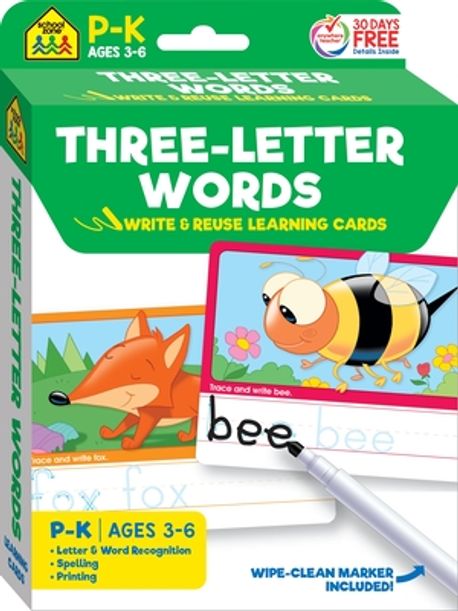 School Zone Three-Letter Words Write & Reuse Learning Cards | Zone ...