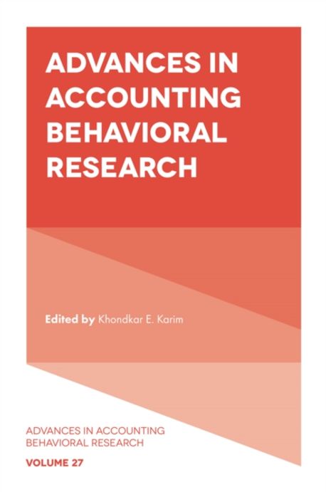 Advances in Accounting Behavioral Research | Karim, Khondkar E. - 교보문고