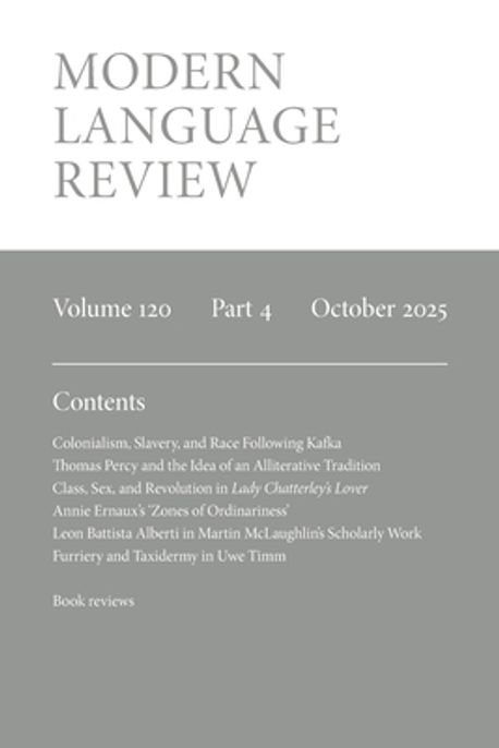 Modern Language Review (120.4) October 2025 | Wheeler, Duncan - 교보문고