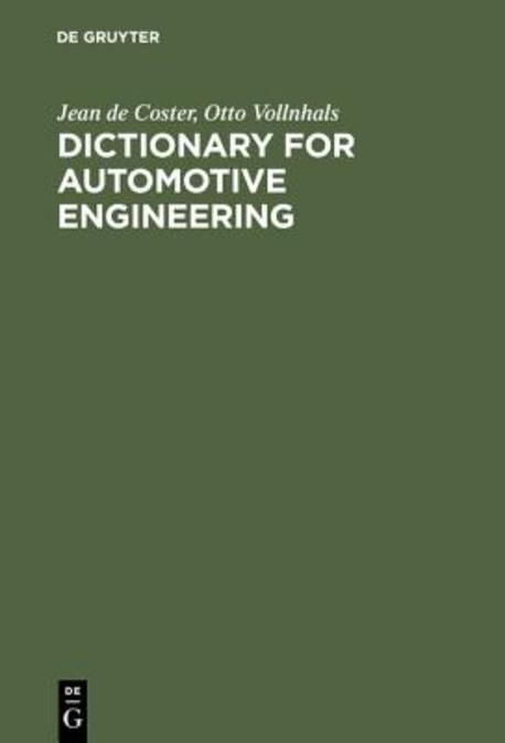 Dictionary for Automotive Engineering / Dictionnaire Du Genie ...