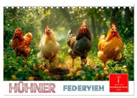 Huehner Federvieh (Tischkalender 2025 DIN A5 quer), CALVENDO ...