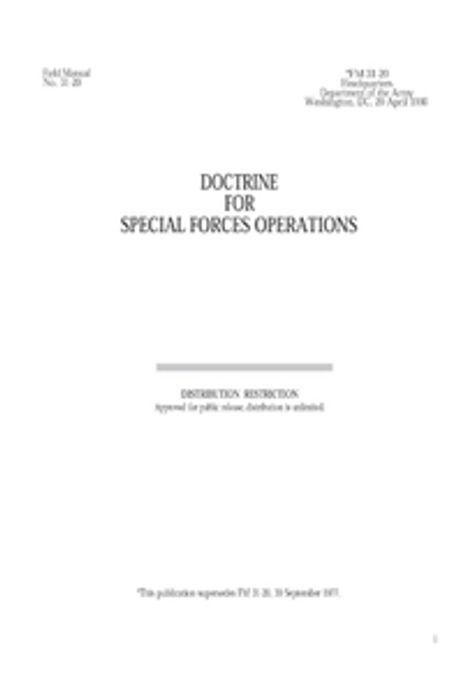 FM 31-20 Doctrine for Special Forces Operations | Army, Department Of ...