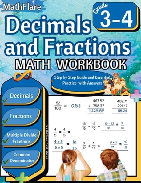 Decimals and Fractions Math Workbook 3rd and 4th Grade | Publishing ...