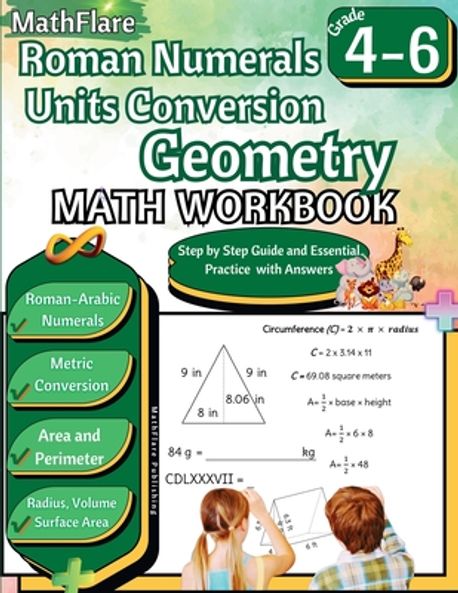 Roman Numerals, Unit Conversion and Geometry Math Workbook 4th to 6th Grade | Publishing ...