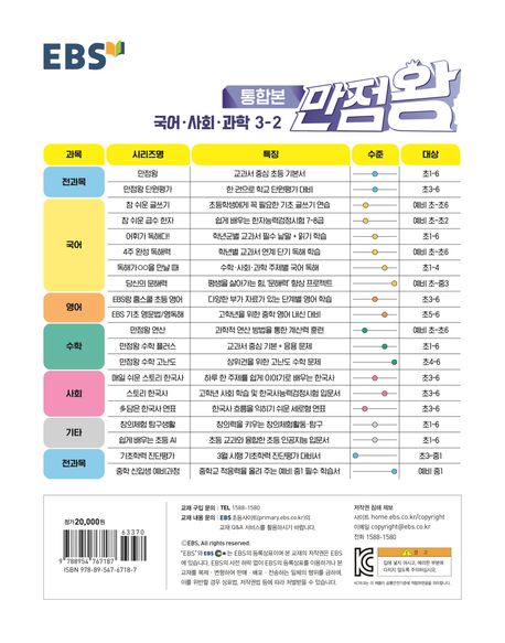 EBS 만점왕 통합본 국어·사회·과학 초등 3-2(2022) | EBS교육방송 편집부 - 교보문고