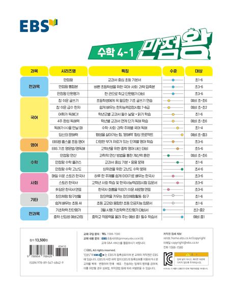EBS 만점왕 수학 4-1(2023) | EBS 편집부 - 교보문고