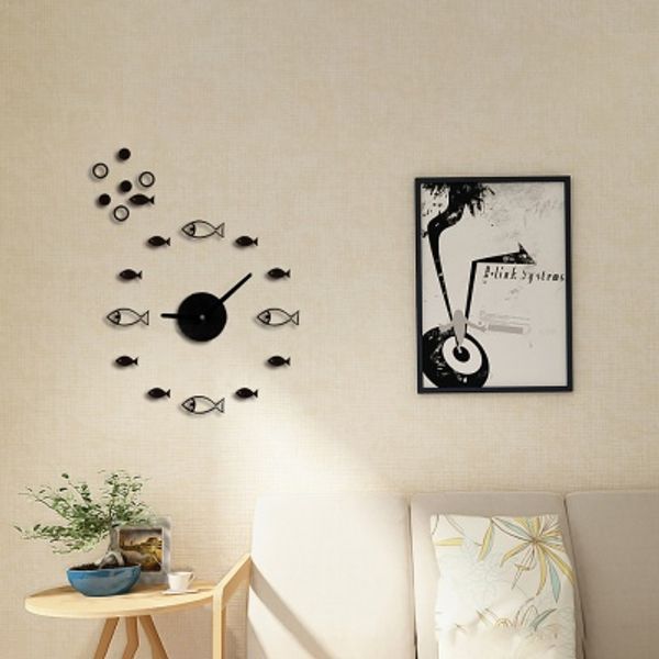 shoppingplan DIY 물고기 붙이는 벽시계(블랙) - 핫트랙스