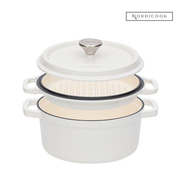arbast [노르디쿡] 꼬꼬떼 스완 더치오븐 무쇠냄비 화이트 - 핫트랙스
