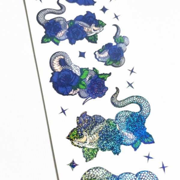pupunam 푸푸남 FLOWER SNAKE 2 BLUE 씰스티커 - 핫트랙스