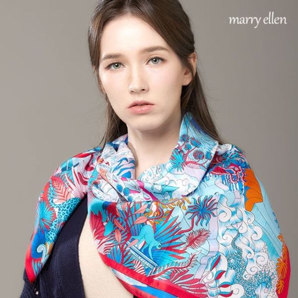 hplusmall 메리엘렌 De Mureung 고급실크 스카프 90CM - 핫트랙스