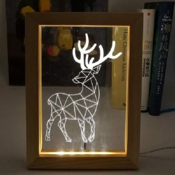 hplusmall LED 사슴 아크릴 액자 무드등 조명 - 핫트랙스