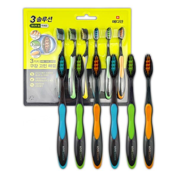 hplusmall 메디안 트리플 솔루션 미세모 칫솔 6P - O(WB9166E) - 핫트랙스