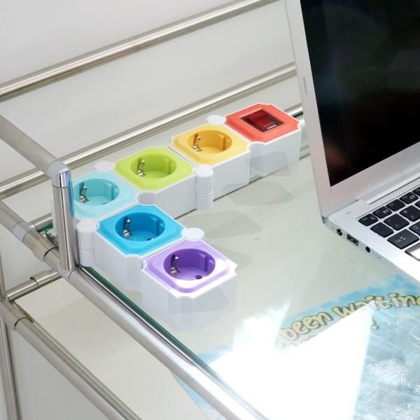 ijung 아이정 지그재그 디자인 멀티탭 레인보우 5구 1.5M - 핫트랙스