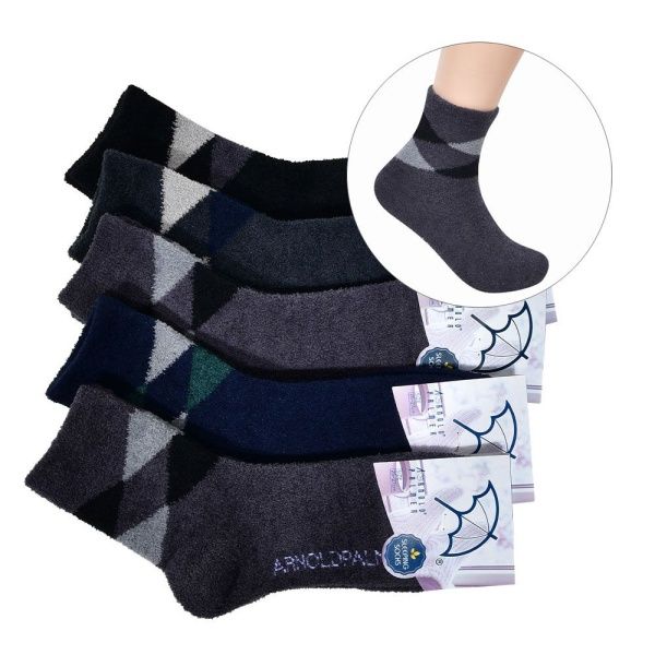 hplusmall 극세사 양말 5족혼합 남성 장목양말 수면 캐주얼 보온 - 핫트랙스