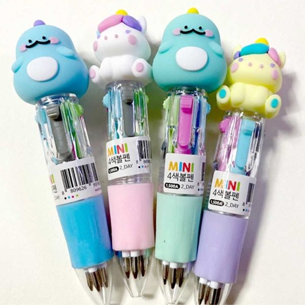 hplusmall 귀여운 공룡 유니콘 캐릭터 피규어 4색 미니미 볼펜[W - 핫트랙스