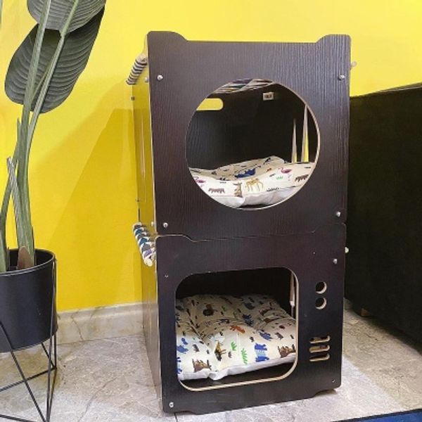 ZIPDREE 원목 간편조립 고양이 하우스 2type 2color 쿠션포함 - 핫트랙스