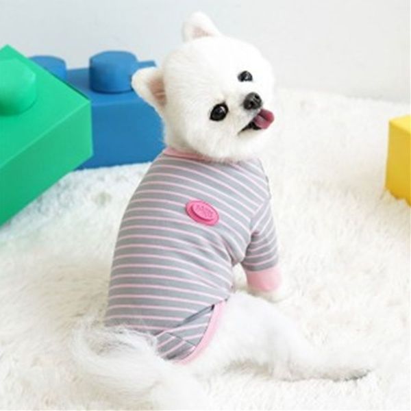 hplusmall D17 앰보 스트라이프티셔츠 핑크 강아지 옷(WAE0D87) - 핫트랙스