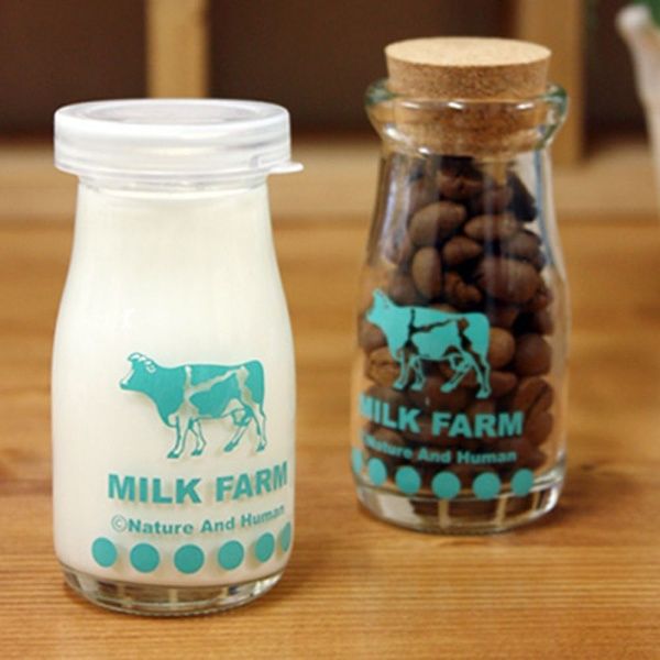 hplusmall 유리공병 밀크팜 밀크병우유병100ml PE캡 - 핫트랙스