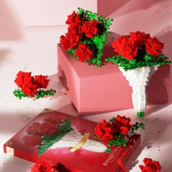 ZIPDREE 블록 플라워부캐 DIY 화사 블럭꽃 만들기 장미 꽃다발 - 핫트랙스
