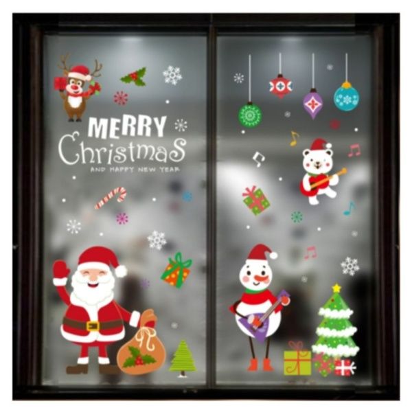 hplusmall 24종 1개 크리스마스 유리 창 문 장식 데코 시트지 스 - 핫트랙스