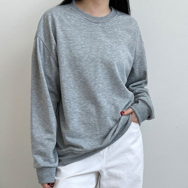 hplusmall 남녀공용 라운드넥 쭈리 심플 베이직 무지 맨투맨[WBC - 핫트랙스