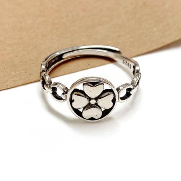 SIVER MOON 전체925실버 데이빗 행운클로버 은반지 프리사이즈 - 핫트랙스