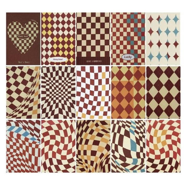 hplusmall 다꾸스티커세트 문구용 재료 체크왜곡 브라운 45매[WC - 핫트랙스