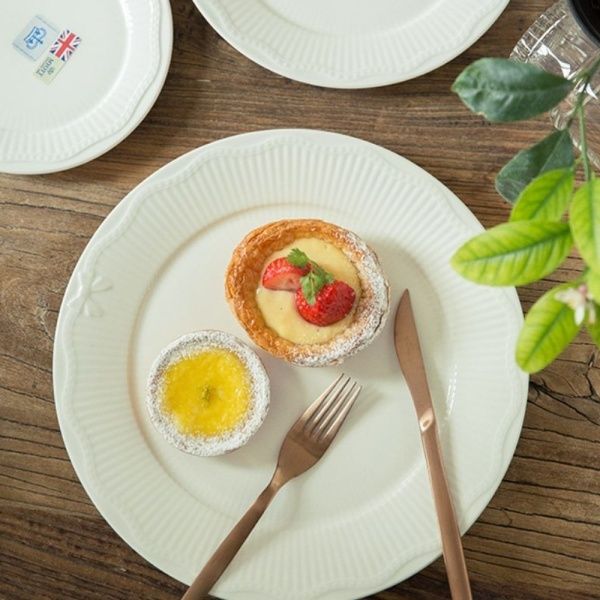 hplusmall 이천도자기 캐럿 펄진주 화이트 원접시 중 22cm - 핫트랙스