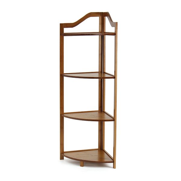 hplusmall 4단 코너 원목선반 대나무 WEABF5A - 핫트랙스