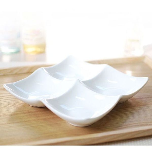 hplusmall 아트 나눔접시 반찬접시 찬기 소스볼 사각 4구 22cm - 핫트랙스
