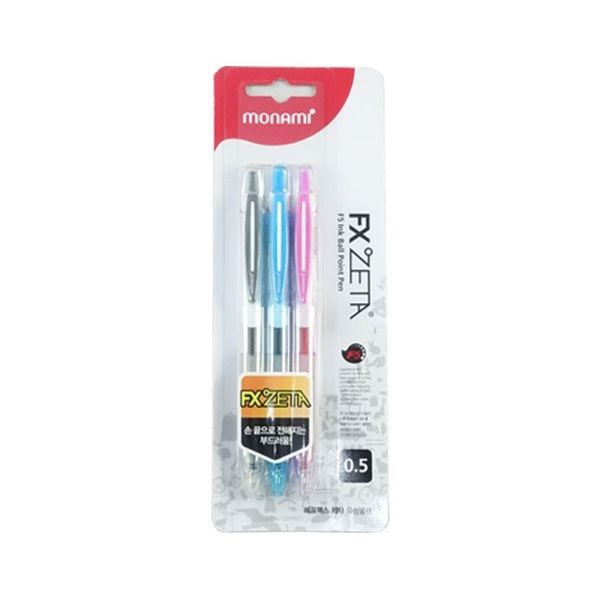 hplusmall 모나미 FX제타 볼펜 0.5 흑1 청1 적1 혼합3입 멀티볼[ - 핫트랙스