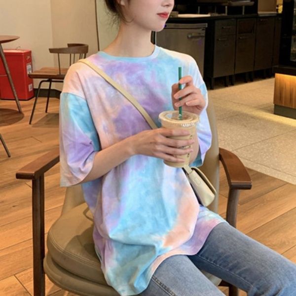 hplusmall 여성 반팔티셔츠 3컬러 1P 나염 오버핏 여름 반팔티 - 핫트랙스