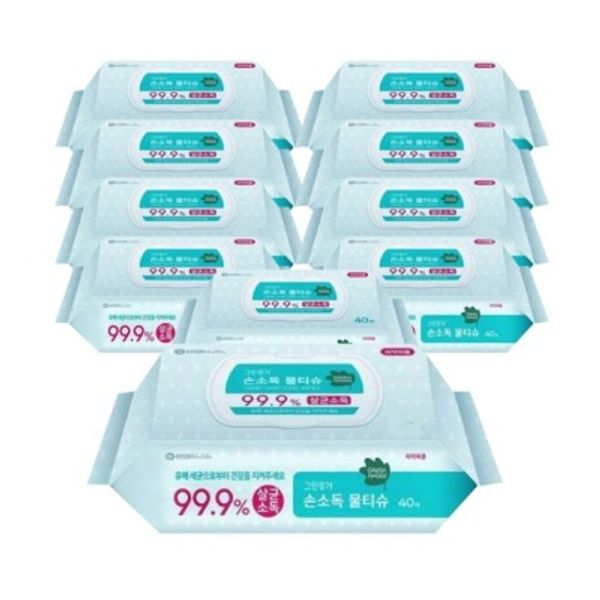 hplusmall 유한킴벌리 그린핑거 손소독물티슈 캡형 30매 x 10개 - 핫트랙스