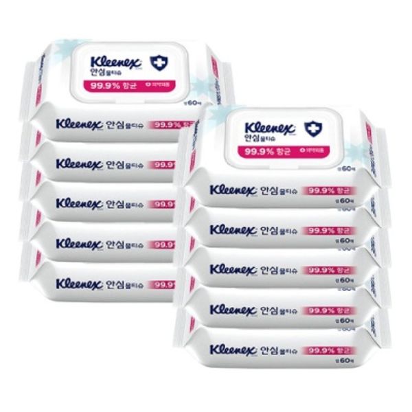 hplusmall 유한킴벌리 물티슈 캡형 60매(10팩) - 핫트랙스