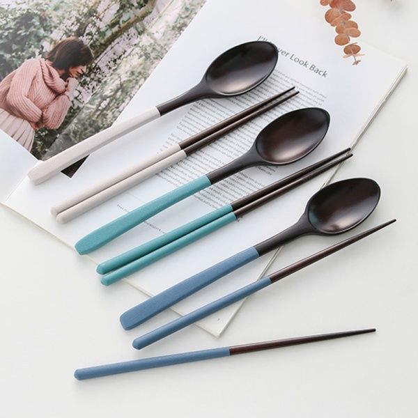 kitchen malling 연화 다크 우드 커트러리 한식 수저세트 11color - 핫트랙스