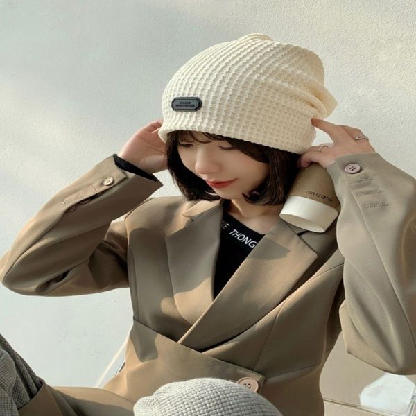 hplusmall 여성 롱비니 면비니 여자비니 짜임 와플모양 3컬러[WC - 핫트랙스