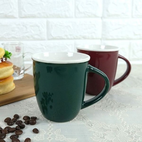 hplusmall 와인그린 도자기 머그 2Pset 20개 물컵 머그잔 커피 - 핫트랙스