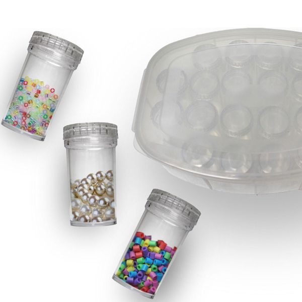 hplusmall 투명원통형 부자재통 샘플통 수납박스(W5D06EC) - 핫트랙스