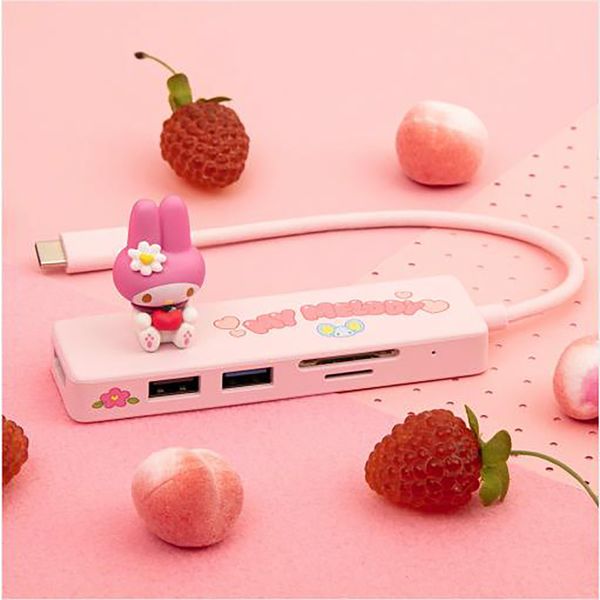 THREEGO 산리오 피규어 USB C타입 5in1 멀티 허브 마이멜로디 - 핫트랙스