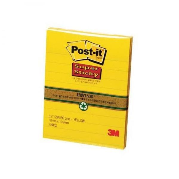 hplusmall 3M 포스트잇강한점착657Line 노랑76X102 5개(WC994C3) - 핫트랙스