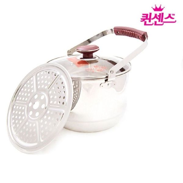 hplusmall 퀸센스 스텐 들통 국통 곰솥 냄비 찜통 찜기 22cm - 핫트랙스