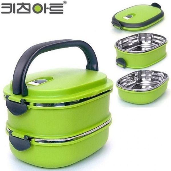 hplusmall 키친아트 런치박스 사각 2단 1P 칼라박스[WC6A952] - 핫트랙스