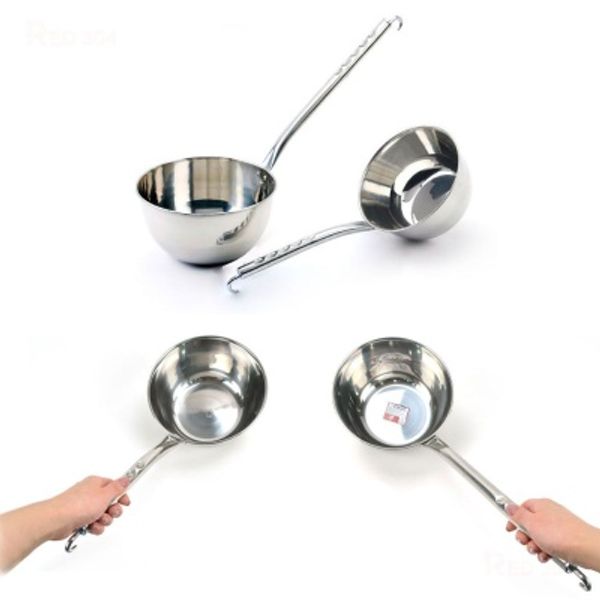 hplusmall 2.4리터 대형 조리 배식 스텐 국자 5호 길이 53cm - 핫트랙스