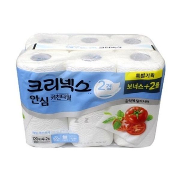 hplusmall 안심 키친타월 120매x6롤 2겹 - 핫트랙스